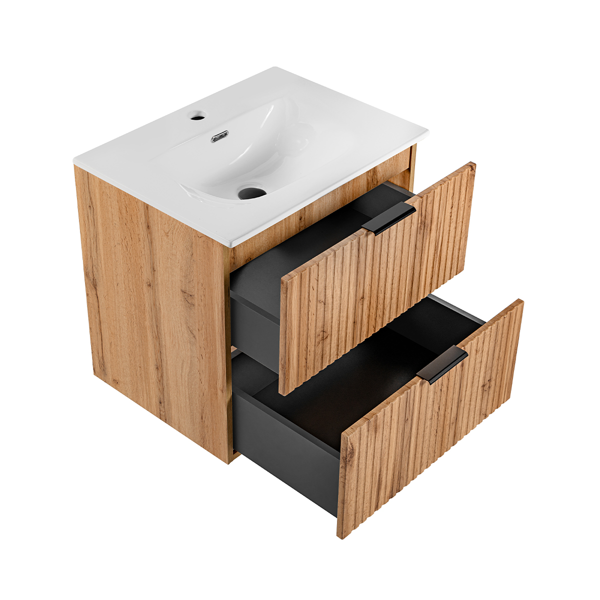 Ensemble meuble simple vasque encastrée 60cm et colonne Adriel Bois ...