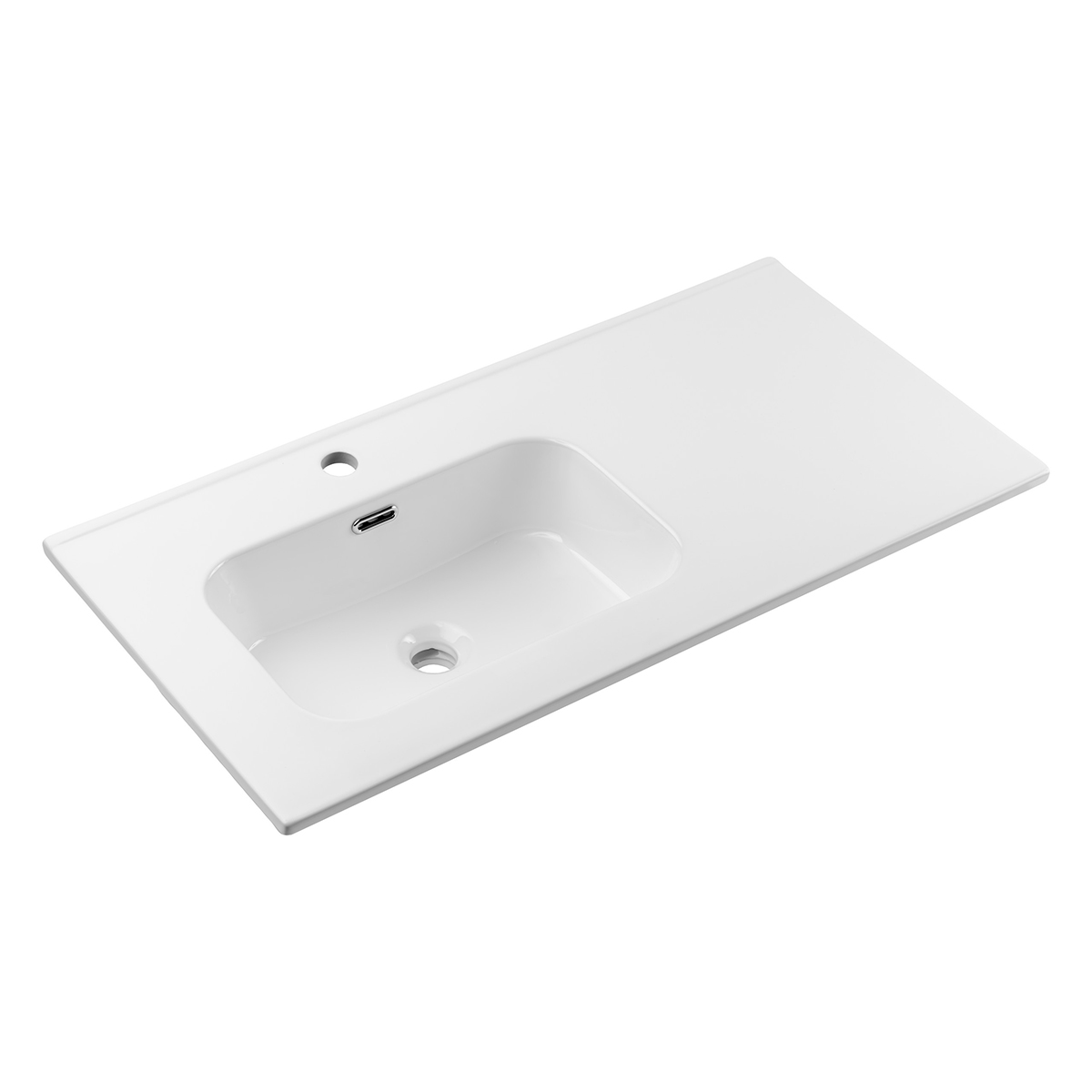 Ensemble meuble simple vasque encastrée gauche 90cm et colonne Elora ...