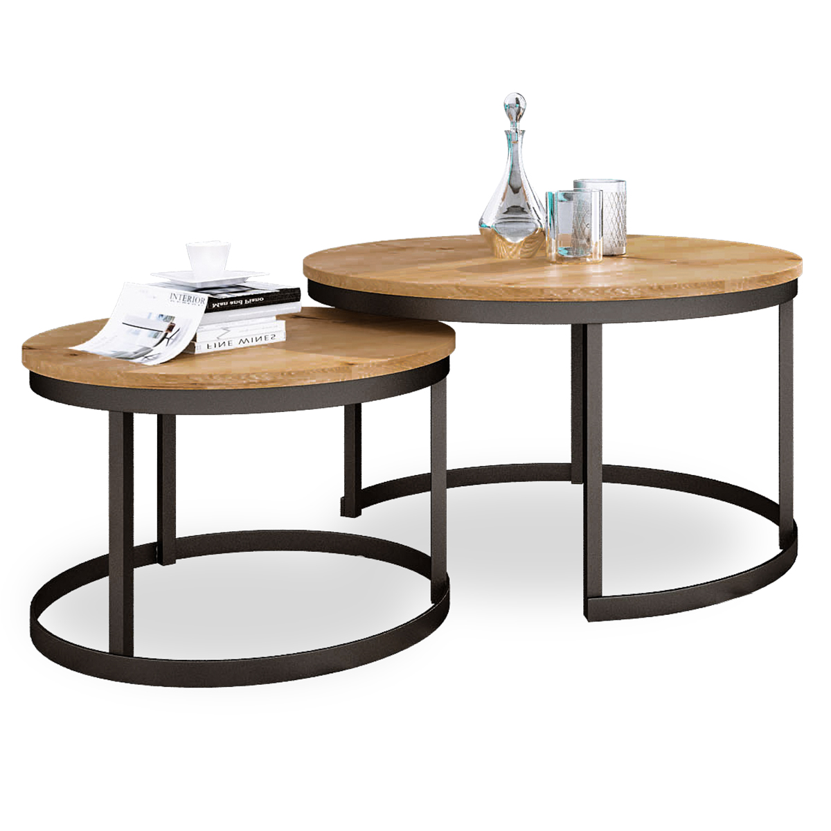 Tables basses gigognes Okin Bois et Noir - Salon/Table basse - petits ...