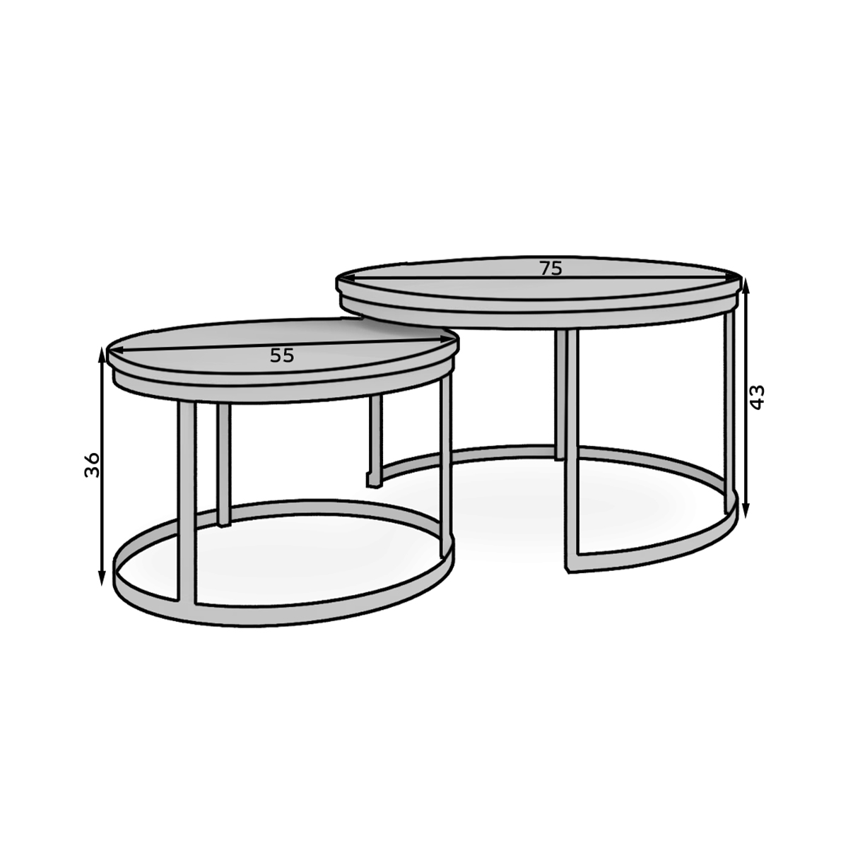 Tables basses gigognes Okin Noir et Or - Salon/Table basse - petits-meubles