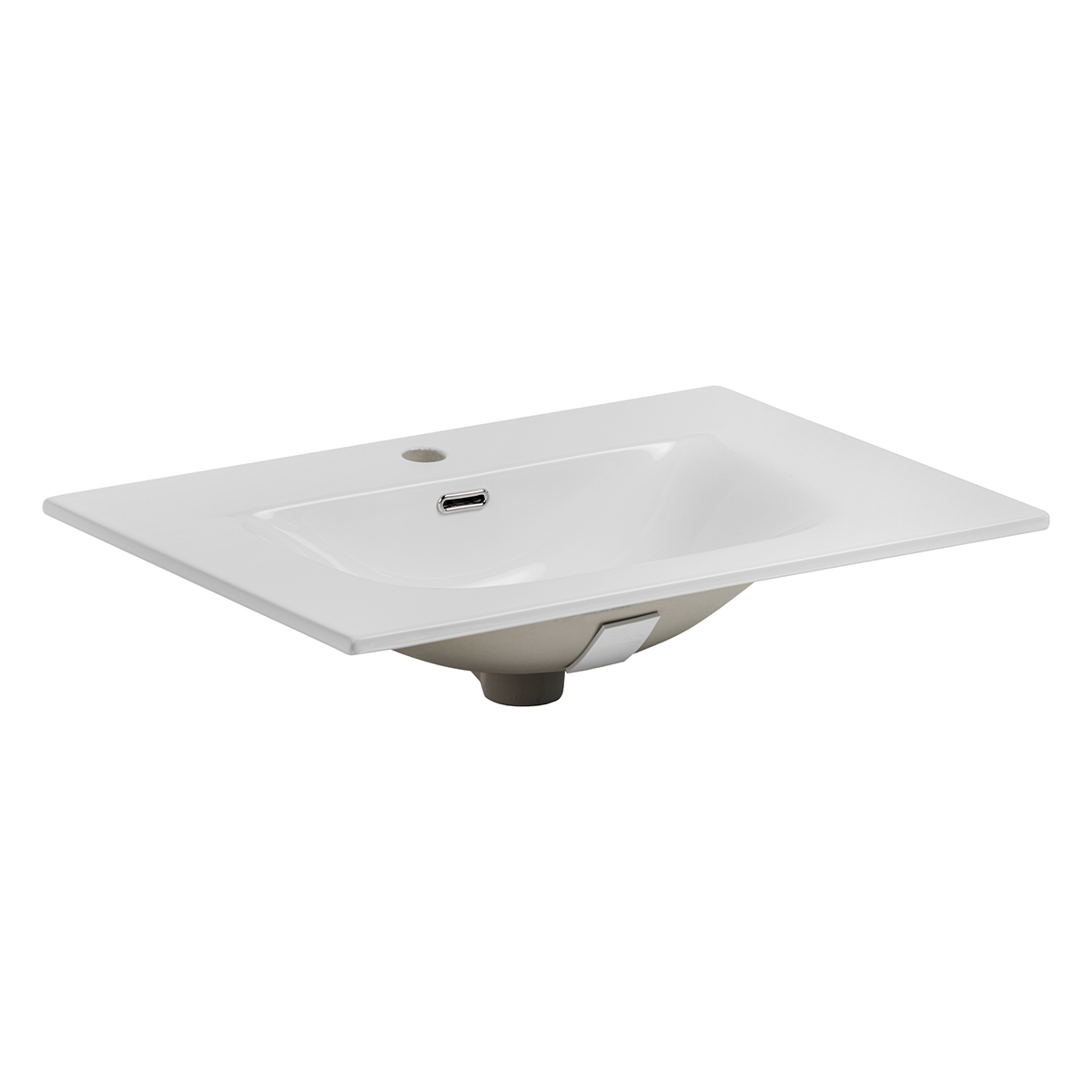 Meuble simple vasque encastrée 70cm Mallory Beige et bois - Meuble ...