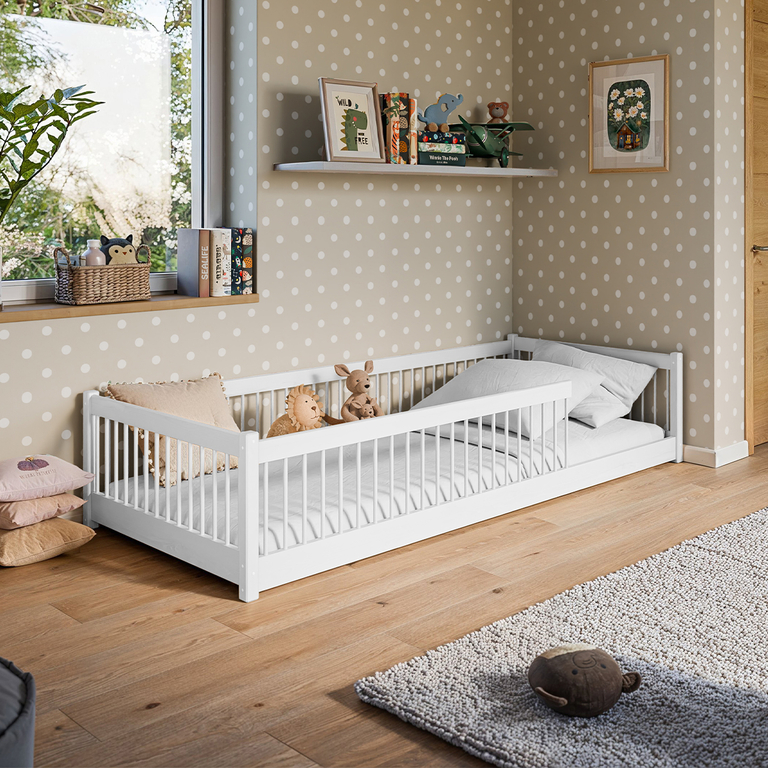 Lit au sol 90x200 sommier inclus Tamara Blanc - Lits junior/Lit au sol ...