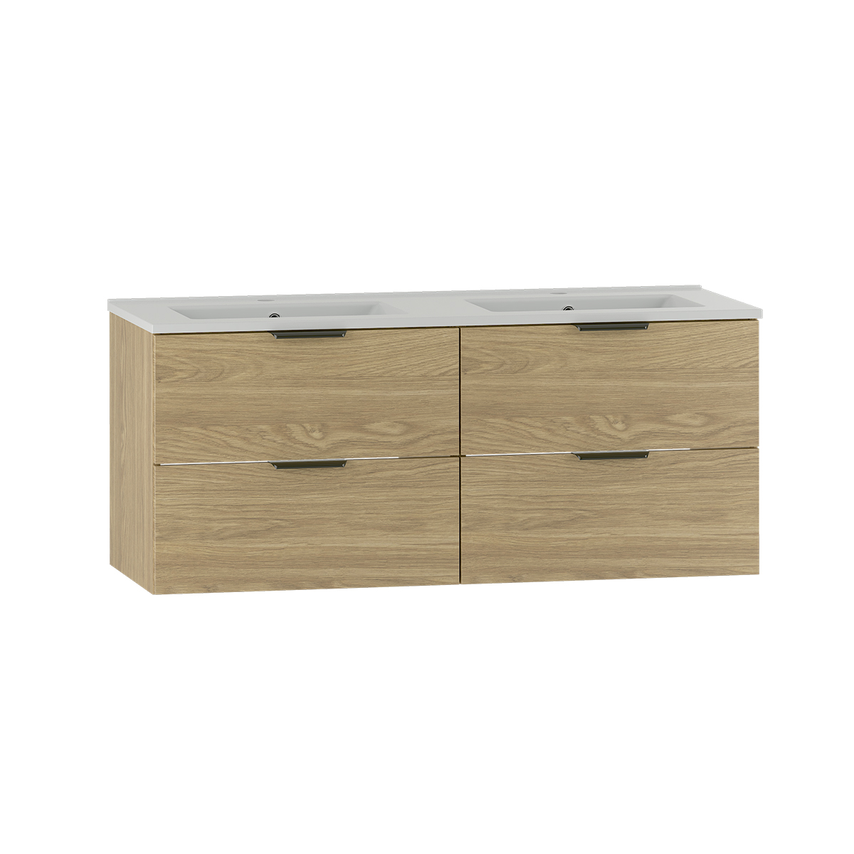 Meuble double vasque encastrée 120cm Astrid Bois - Meuble vasque/Double ...