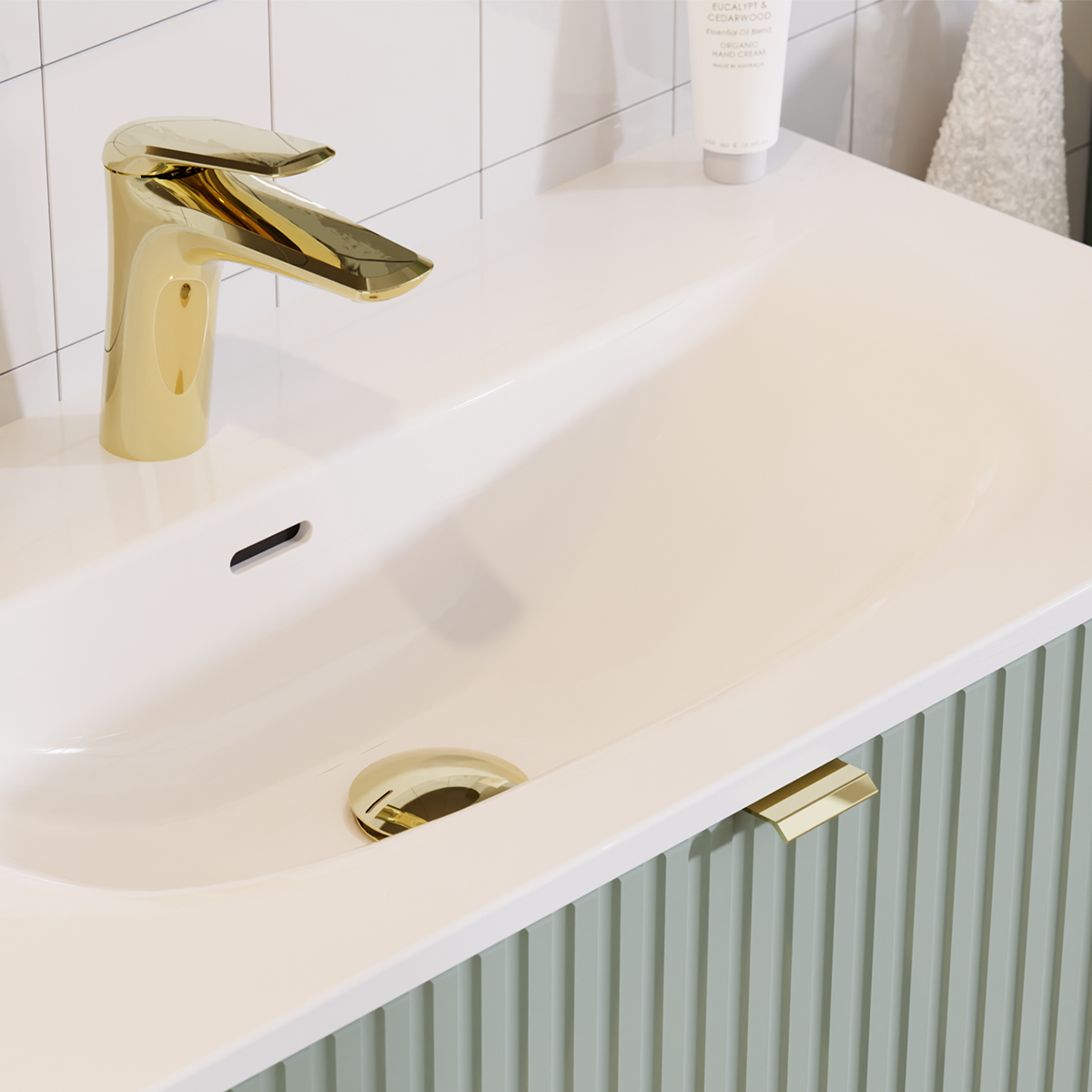 Meuble simple vasque encastrée 80cm Riva Cachemire et Bois - Meuble ...