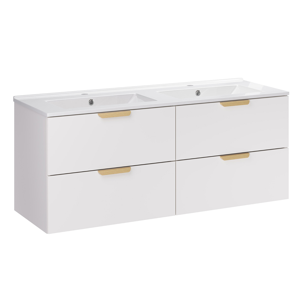 Meuble double vasque encastrée 120cm Oria Blanc mat - Meuble vasque ...