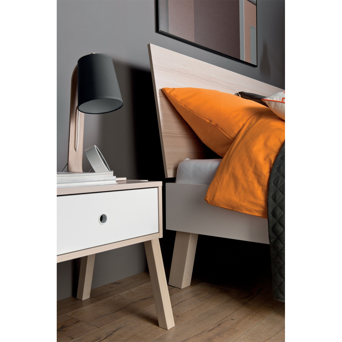 Lit 160x200cm Vox Spot Acacia et blanc - Lits adulte/Lit deux places ...