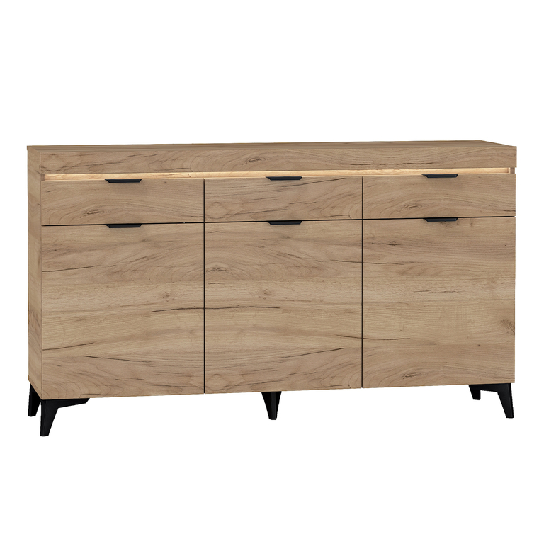 Buffet 3 portes 3 tiroirs LED inclus Ruben Bois - Salle à manger/Buffet ...