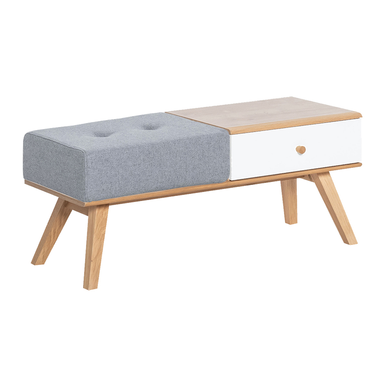 Banc avec tiroir et coussin gris Vox Nature Bois et Blanc - Salle à ...