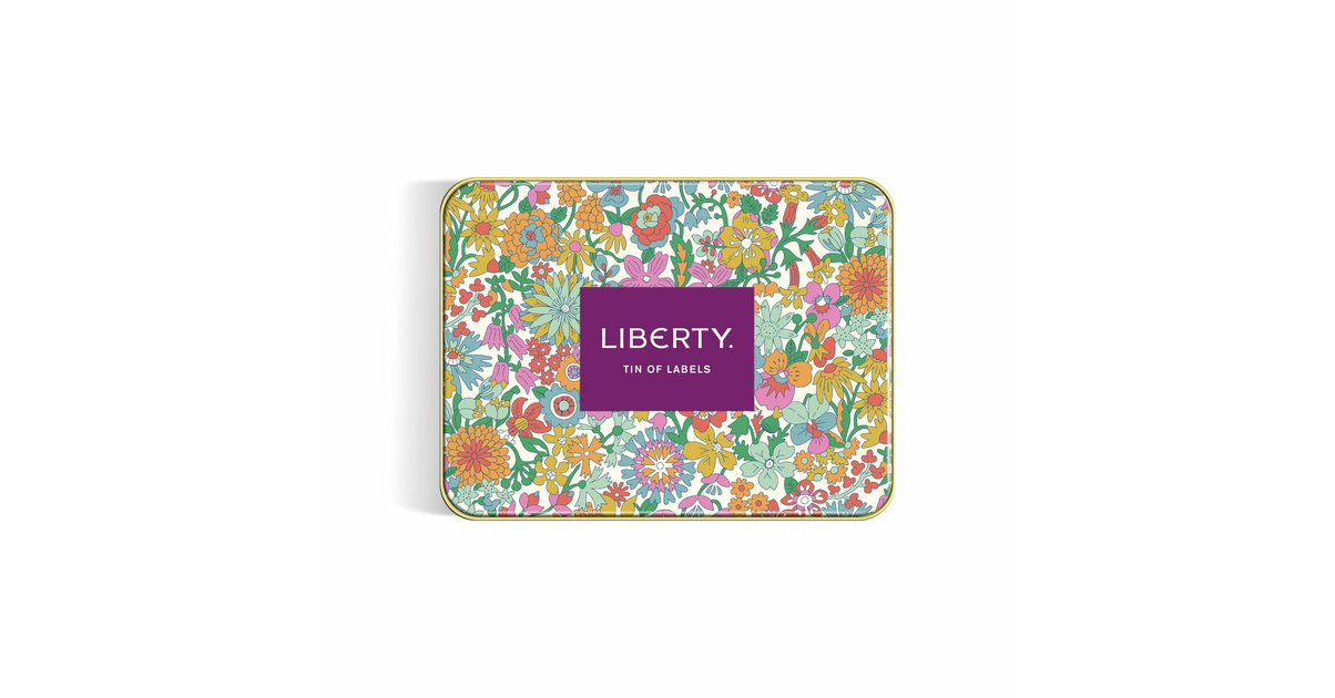 Jolie boîte Liberty avec 72 étiquettes - Papeterie - Motif Personnel