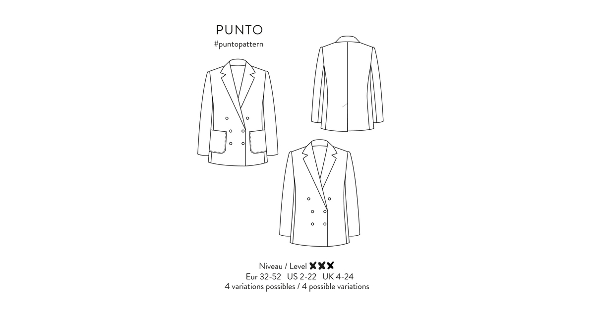 Patron blazer Punto (32-52) - Patrons/Pour femmes - Motif Personnel