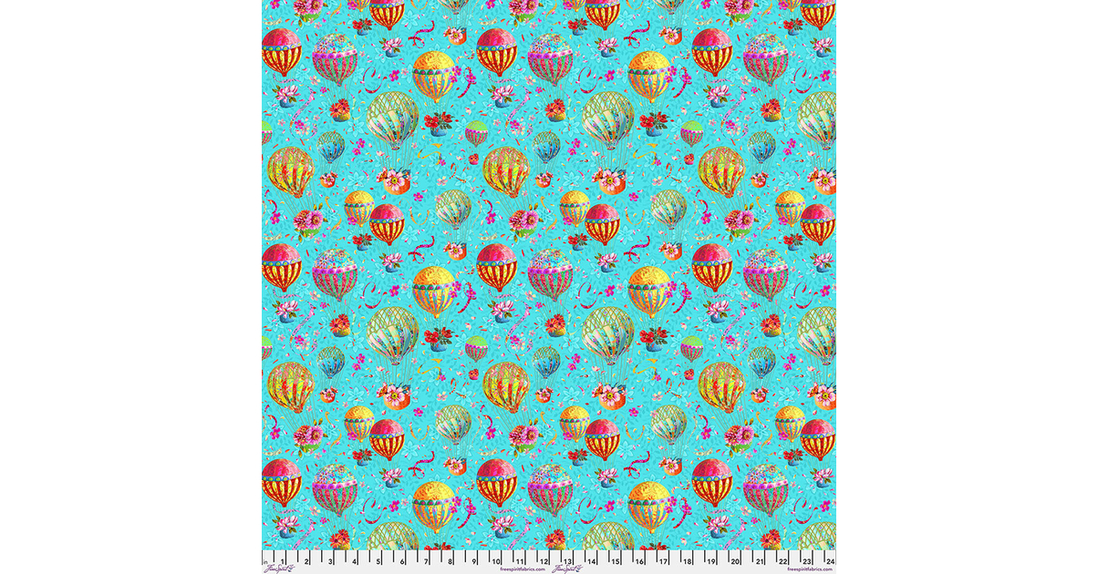 Tissu Festival Balloons blue 20 x 110 cm - Autres tissus patchwork ...