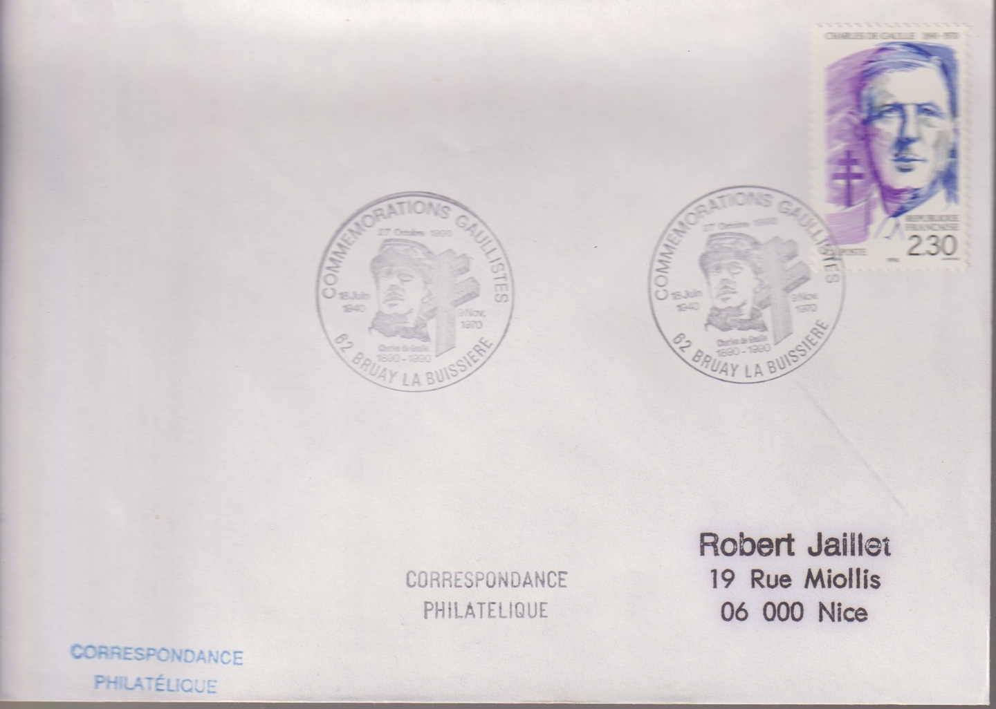 France - Enveloppe commémorative sur De Gaulle de 1990 - FRANCE/Enveloppes 1er-jour de France ...