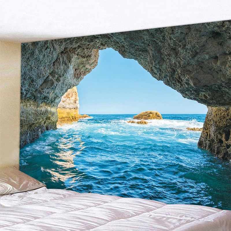 Tenture Murale Grotte Marine vue sur l'Océan