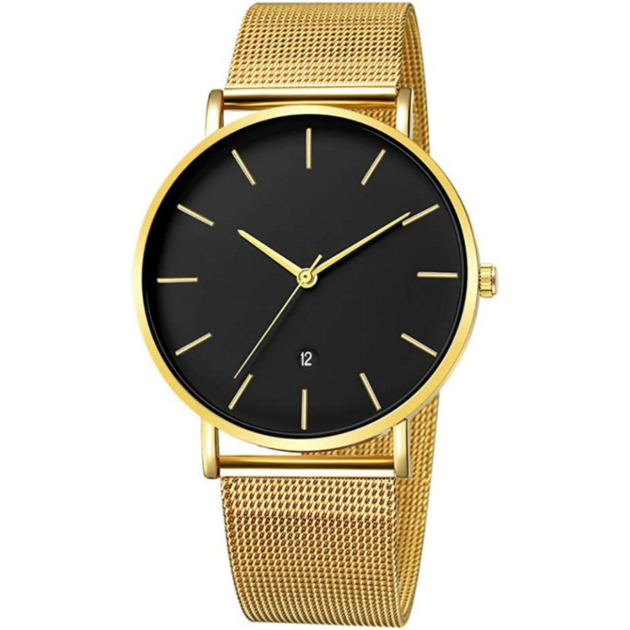 Montre simple au poignet Date analogique avec bracelet en maille d ...