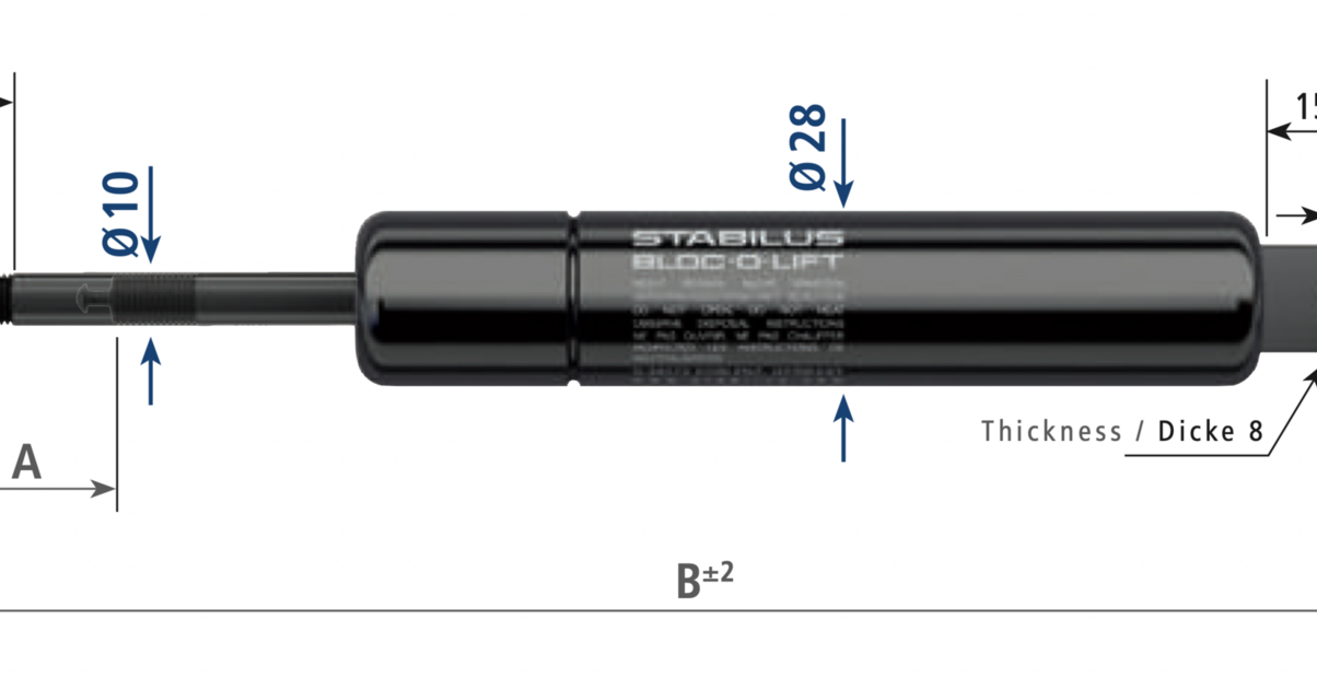 Vérin à gaz Stabilus bloc-o-lift 0867DX 500N - TABLELYA