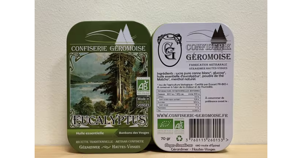 Bonbons à l'huile essentielle d'eucalyptus et poudre de thé vert Matcha ...