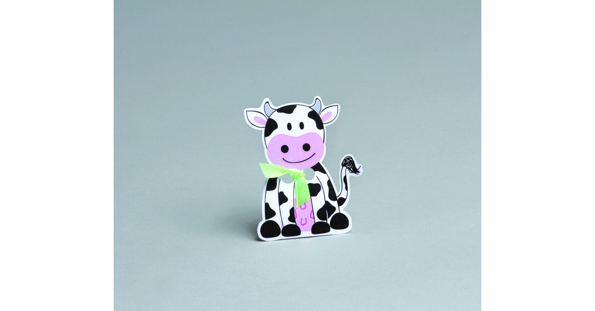 Lot de 12 étiquettes forme Vache pour boîtes à dragées thème ferme ...