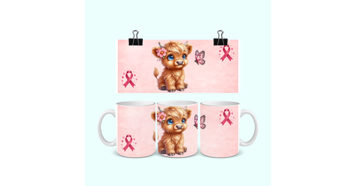 Mug Octobre Rose mini Vache Highland modèle 4 330ml Sweet Heidi's Store ...