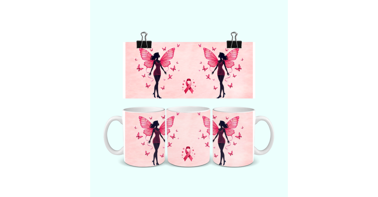 Mug Octobre Rose femme aux papillons 330ml Sweet Heidi's Store@ - Mugs ...