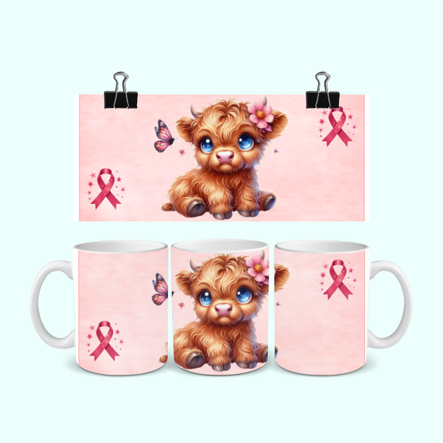 Mug Octobre Rose mini Vache Highland modèle 2 330ml Sweet Heidi's Store ...