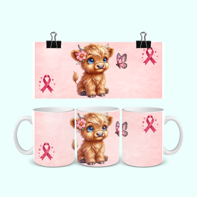 Mug Octobre Rose mini Vache Highland modèle 4 330ml Sweet Heidi's Store ...