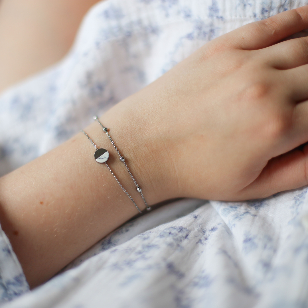 Bracelet Jane chaine à billes - Acier Inoxydable - Argenté