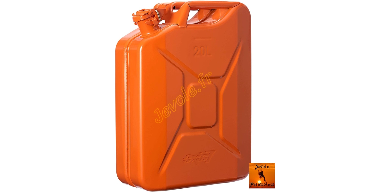 Bidon Essence Métal 20L Paramoteur Orange - JEVOLE PARAMOTEUR