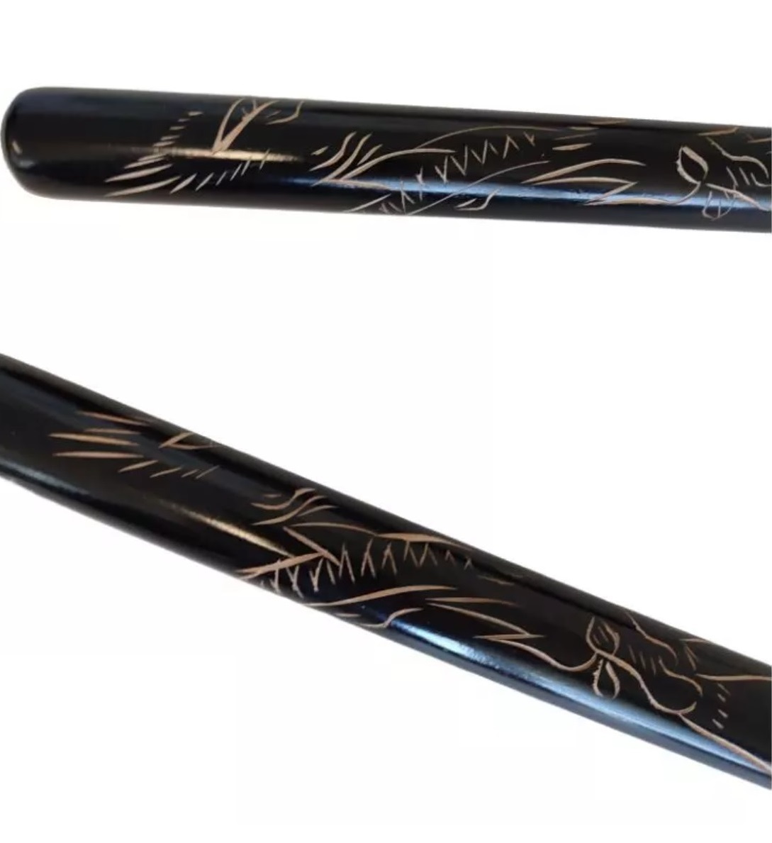 Nunchaku design gravé Dragon en bois massif - Nunchakus