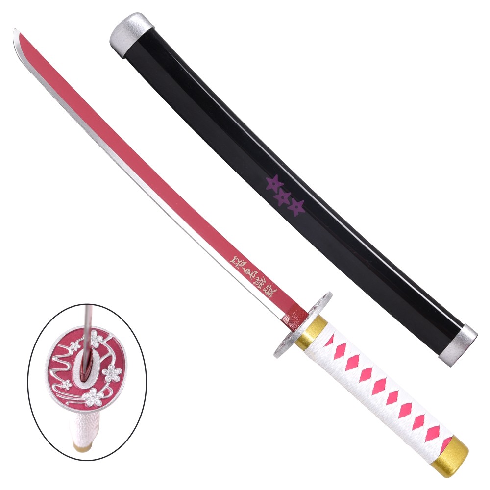 Katana Wakizashi 42,5cm compact rose + socle bois - Katanas