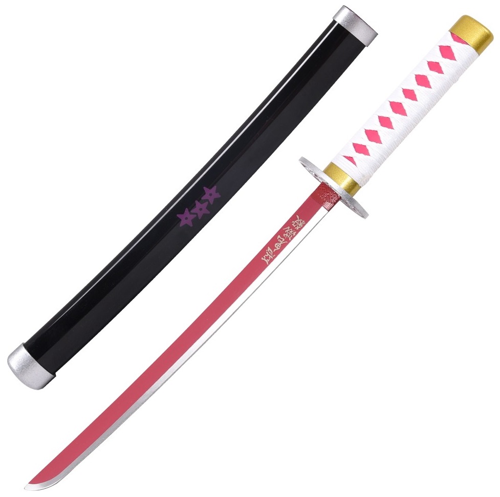 Katana Wakizashi 42,5cm compact rose + socle bois - Katanas