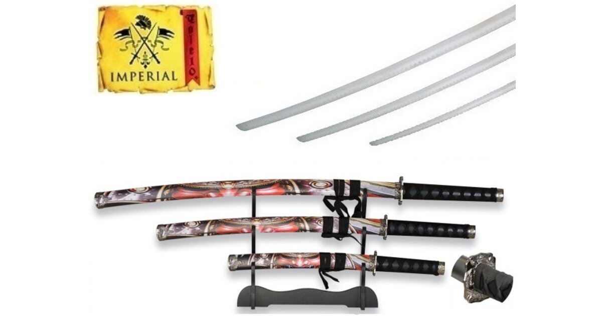 Lot 3 katanas katana arme SAMOURAI + socle déco