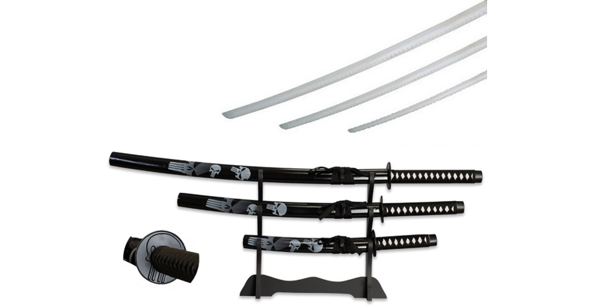 Lot 3 katanas katana arme Punisher + socle - Katanas