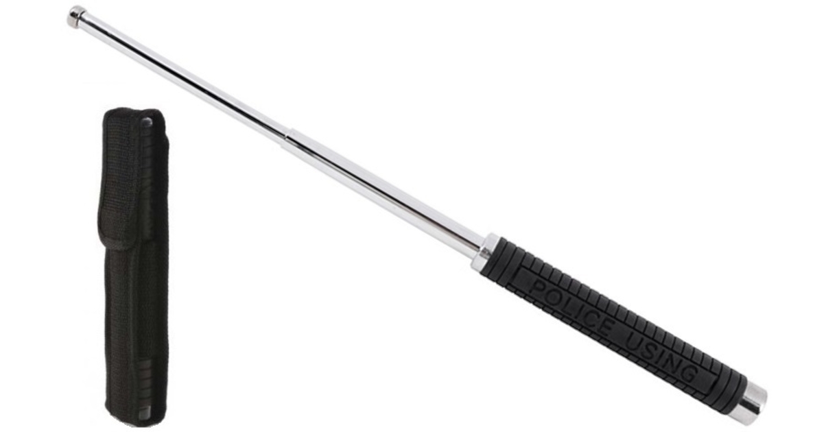 Matraque télescopique 48,5cm bâton acier chromé POLICE