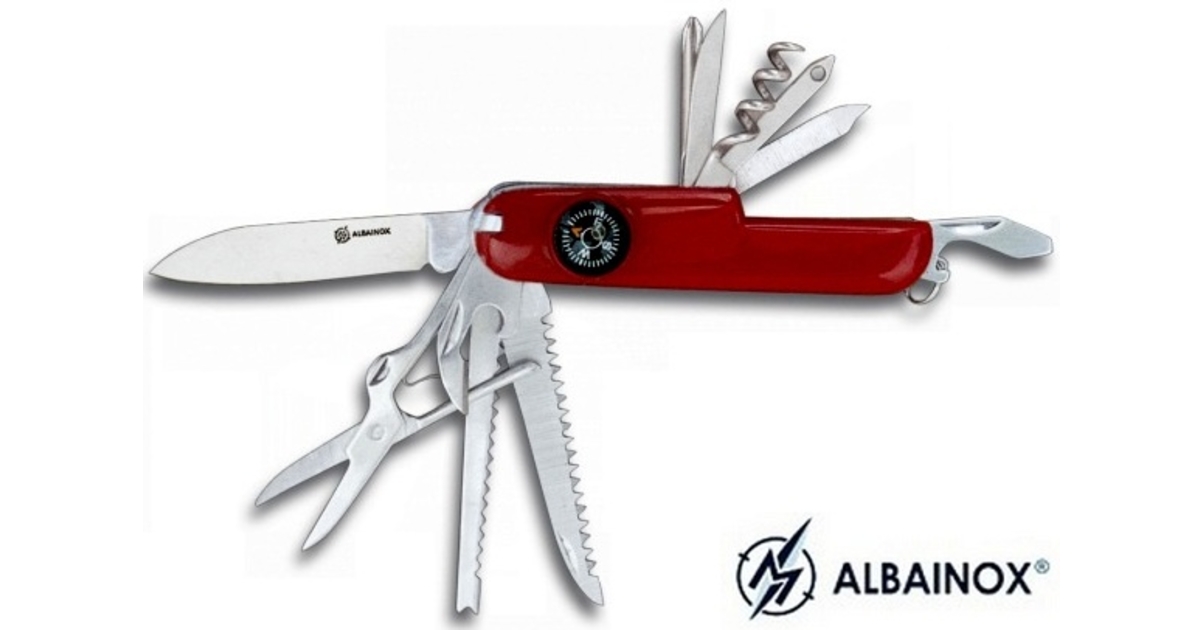 Couteau multifonction acier 12 outils boussole - ALBAINOX