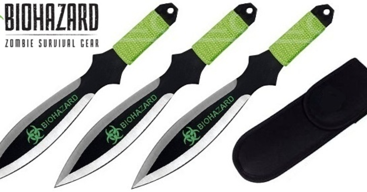 3 Couteaux de lancer 17cm couteau - Zombie BIOHAZARD Arme de jet