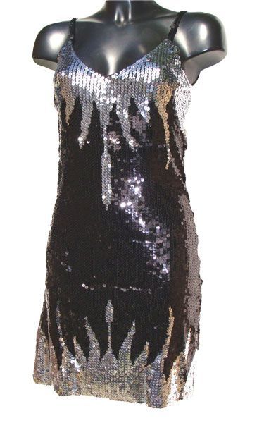 Robe Disco Noire à Paillettes Motif Flammes - Déguisement adultes ...