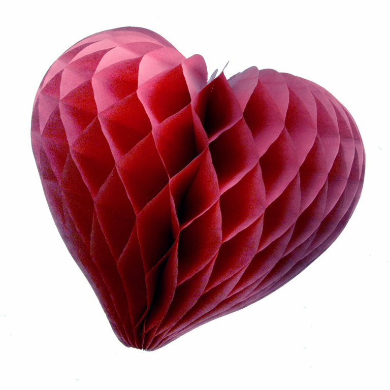 coeur en papier alvéolé bordeaux - Boules alvéolées et pompons ...
