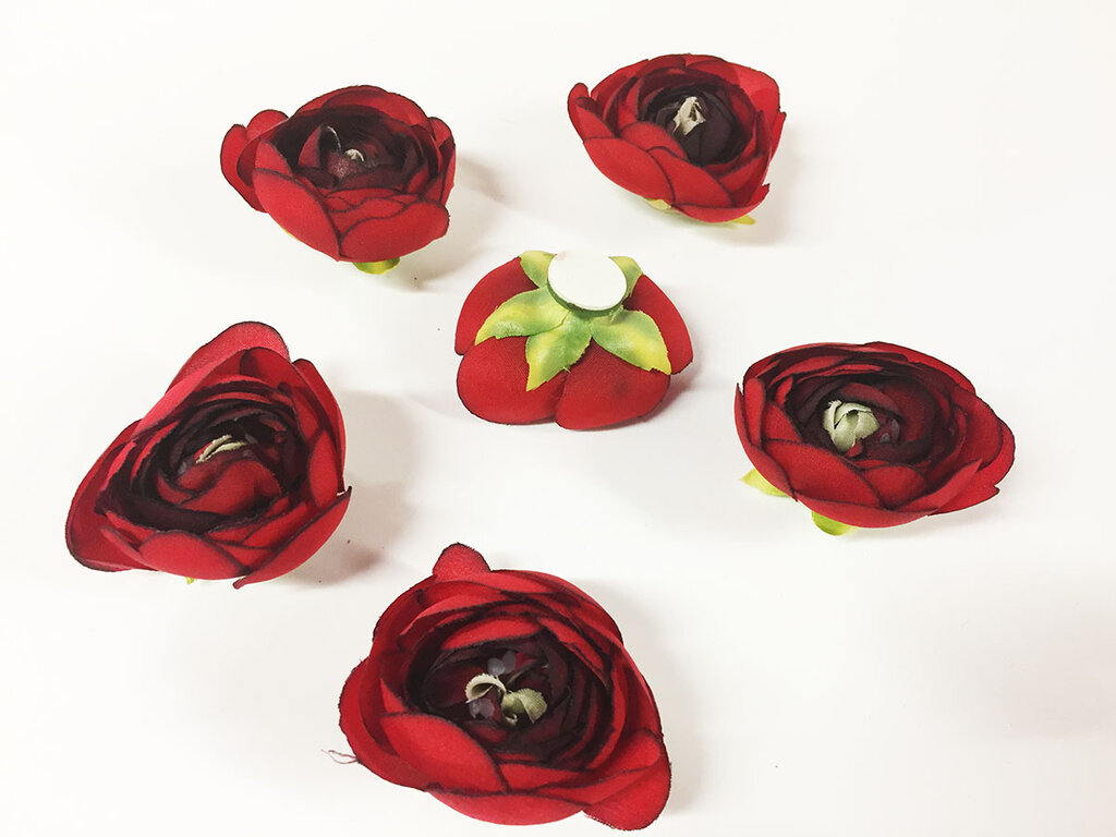 6 renoncules rouges - Fleurs et papillons - Netbootic.com