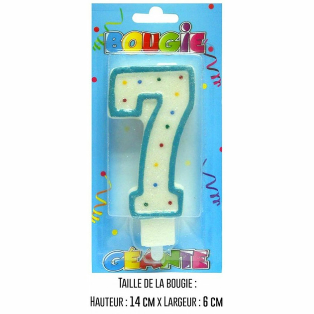 Bougie géante bleue chiffre 7 - Bougies - Netbootic.com