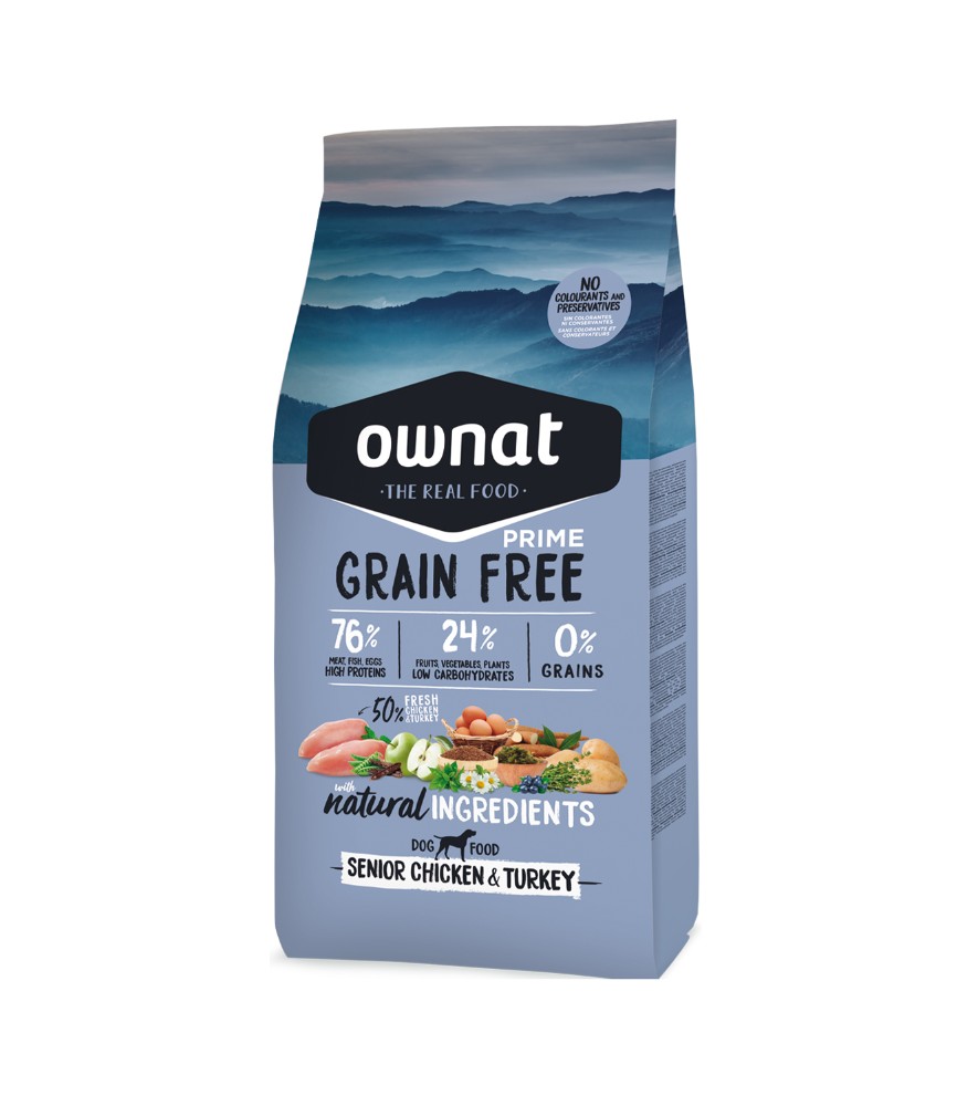 OWNAT PRIME Grain Free Senior sans céréales au poulet & dinde pour ...