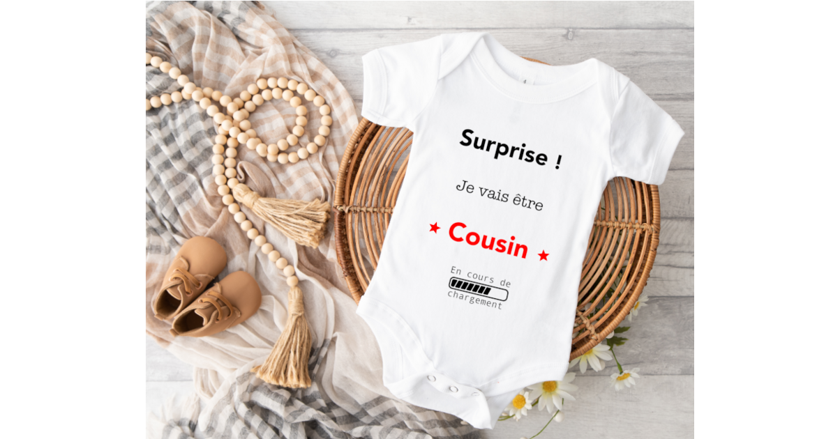 Body personnalisé Futur cousin - Bouille d'amour