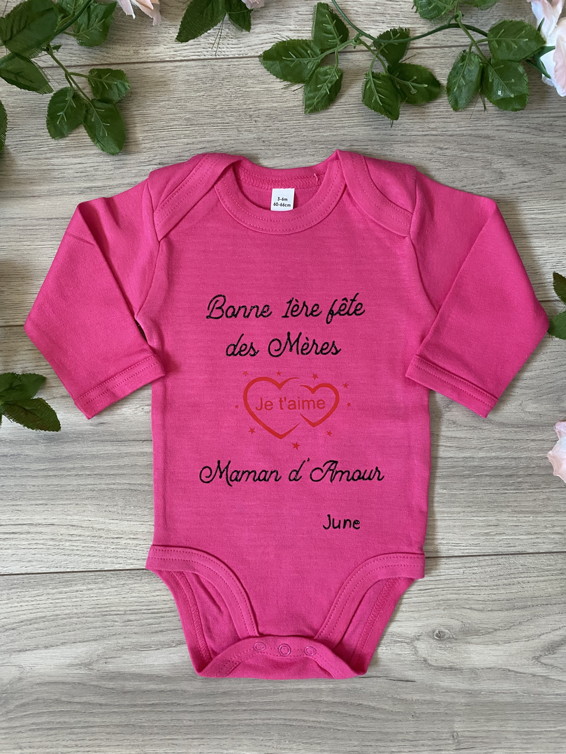Body personnalisé "Bonne 1ère fête des mères" - Bouille d'amour