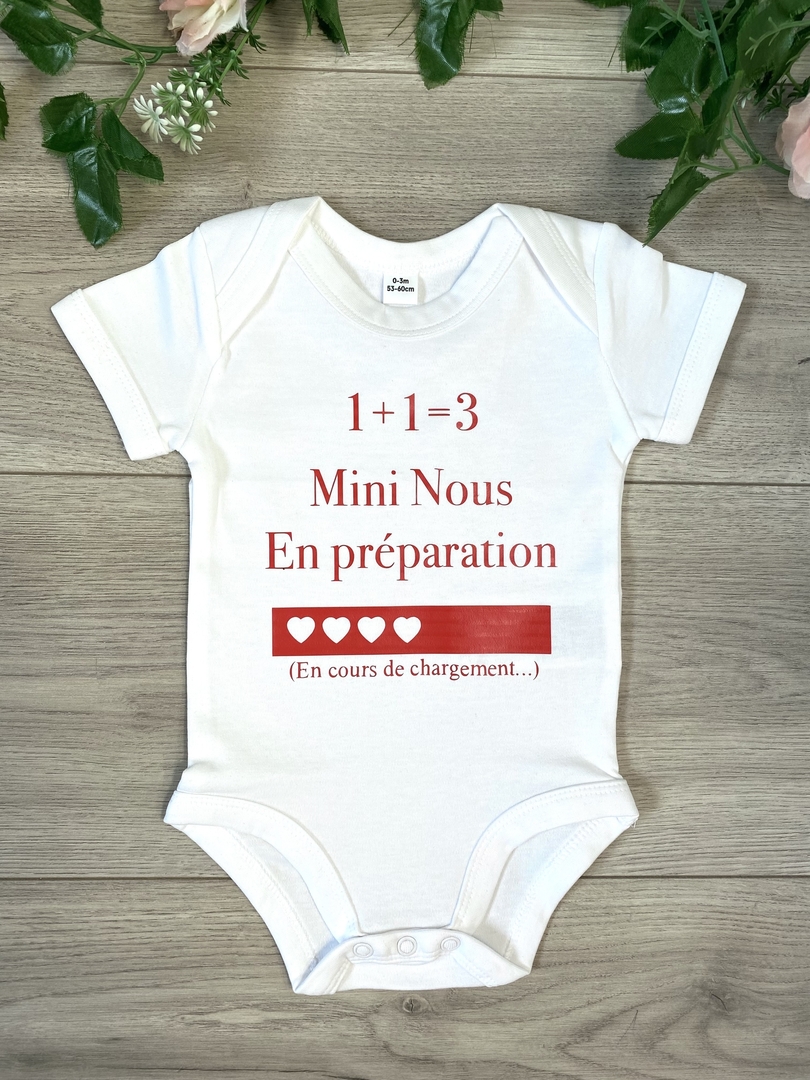 Body personnalisé annonce grossesse "1+1=3" - Bouille d'amour