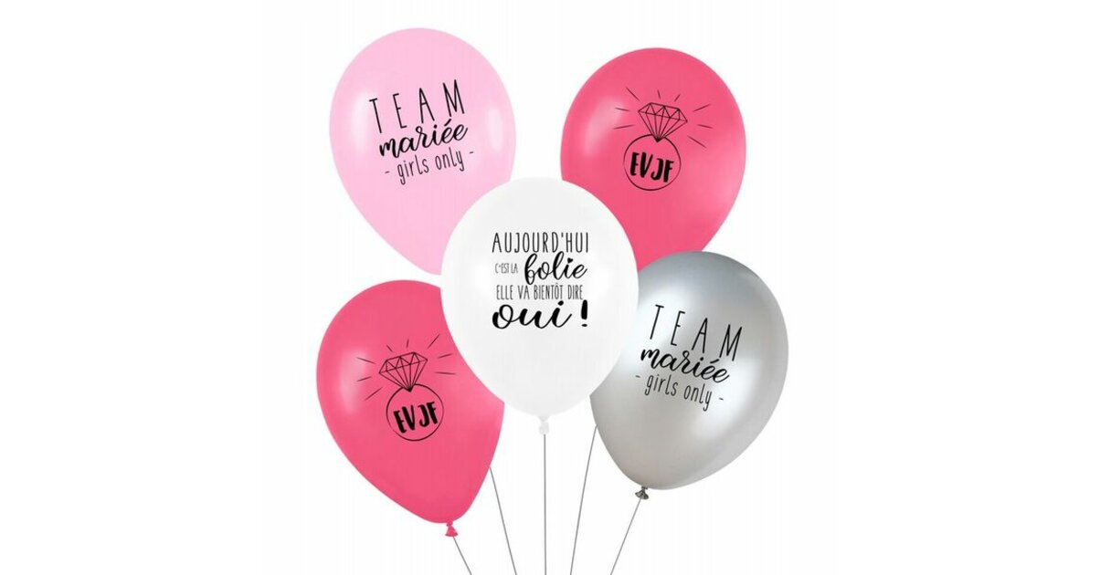 LOT DE 5 BALLONS EVJF - Just Married - Créa idéa Home