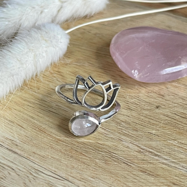 Bague Lotus Quartz Rose - Bijoux/Bagues - Créa idéa Home