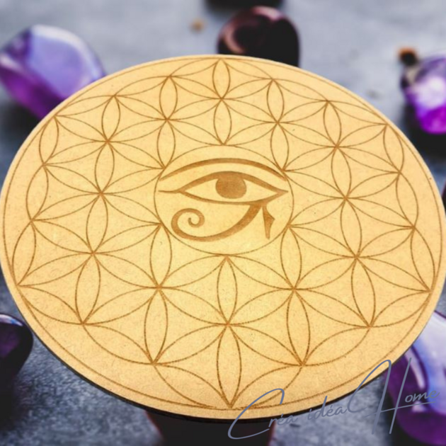 Grande Plaque Fleur de Vie Oeil d'Horus - Art Divinatoire/Plaque de ...