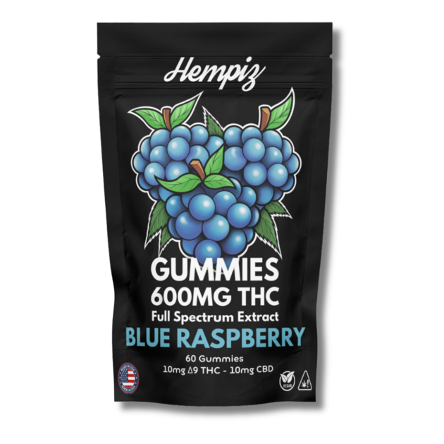 Gummies Delta-9 THC 600mg Blue Raspberry - HEMPIZ - Nos Edibles Delta-9 ...