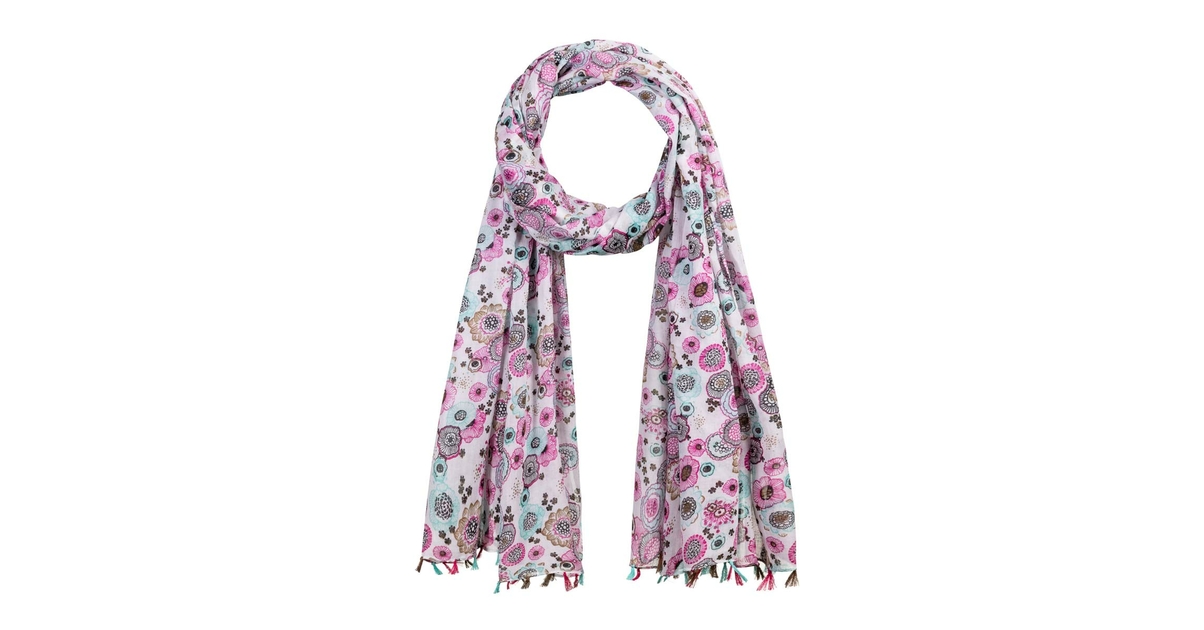Foulard femme Rose en coton, fleurs naïves OxyFlor