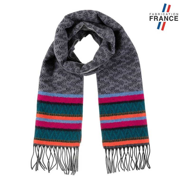 Echarpe femme Ardoise, trame géométrique Nelli