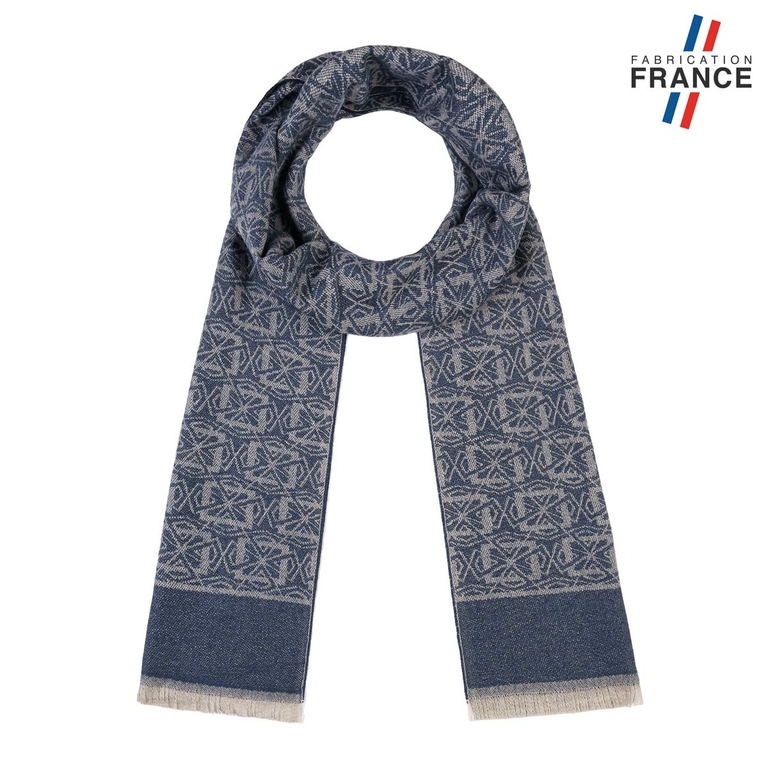 Echarpe Marine Laine et Soie Lubna - Made in france